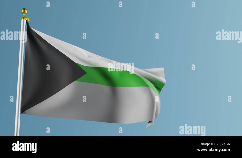 3Dl video of Demiromantic pride flag waving against blue background ...