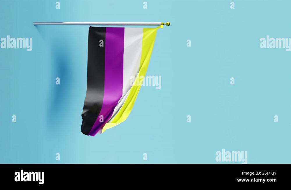 Vertical video of Non-binary Pride Flag isolated against blue ...