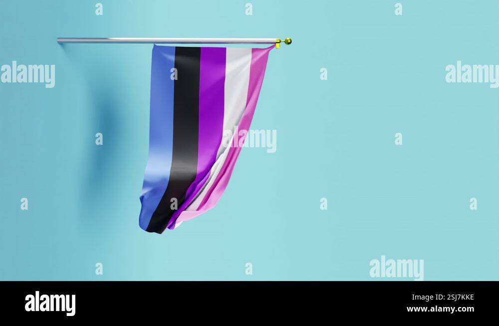 3D render of waving Gender Fluid Pride Flag against blue background ...