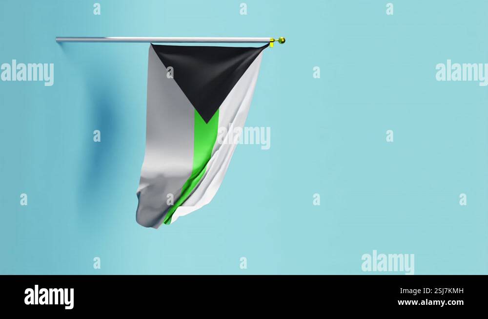 3D vertical video of Demiromantic pride flag waving against blue ...