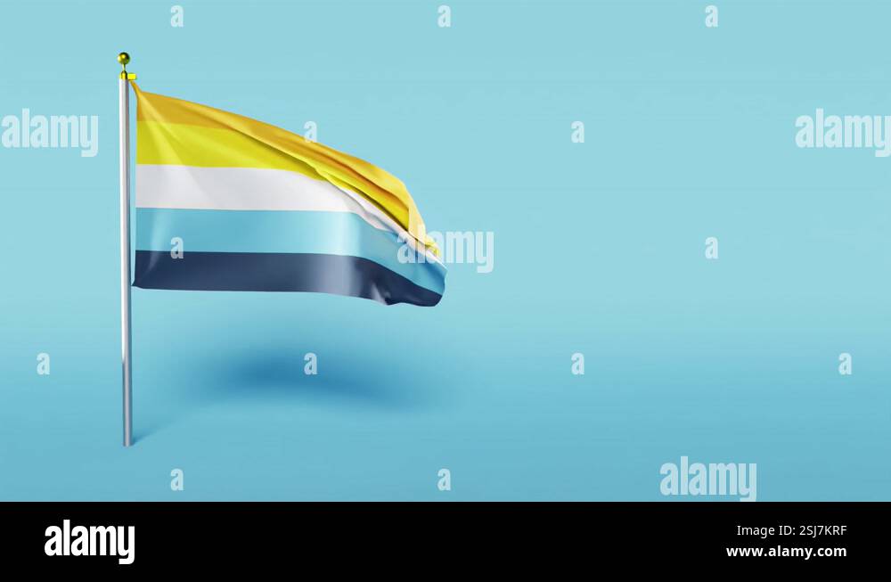 Waving aroace (aromantic asexual) pride flag against blue background ...