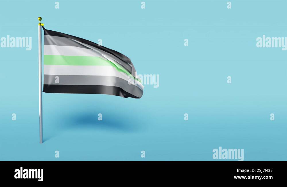 Agender (gender-neutral) flag waving against blue background, 3D render ...