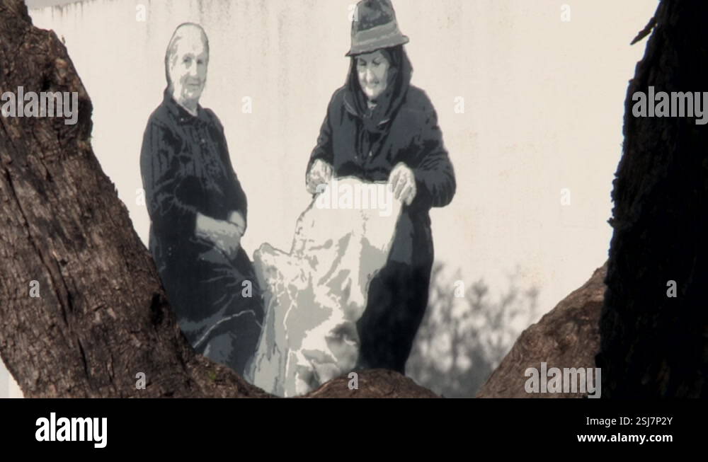 Mural alluding to the poem women in black by the poet Eugénio de ...
