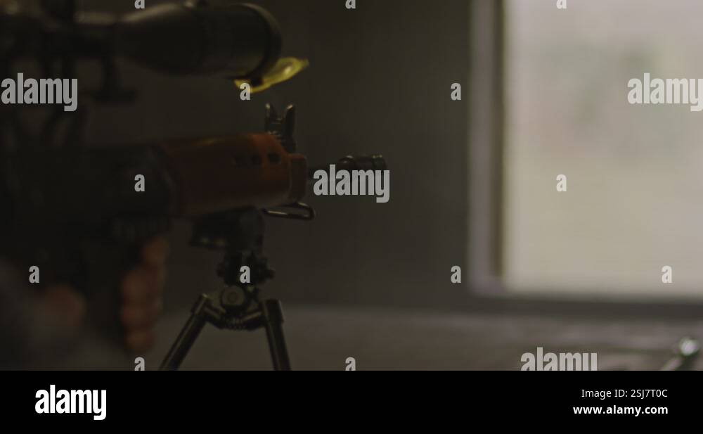 Close up of FN FAL combat rifle firing in slow motion Stock Video ...