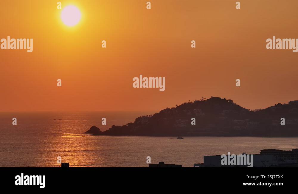 Warm Sunset In Summer At Manzanillo, Colima, Mexico In Peninsula de ...