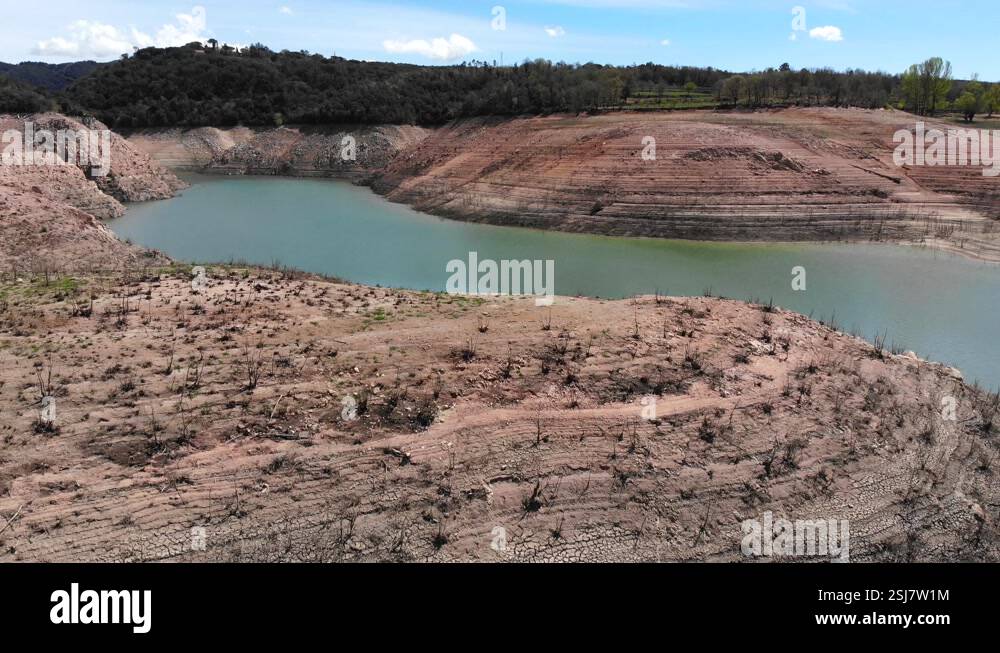 Empty reservoir. Aerial shot. Drought Stock Video Footage - Alamy