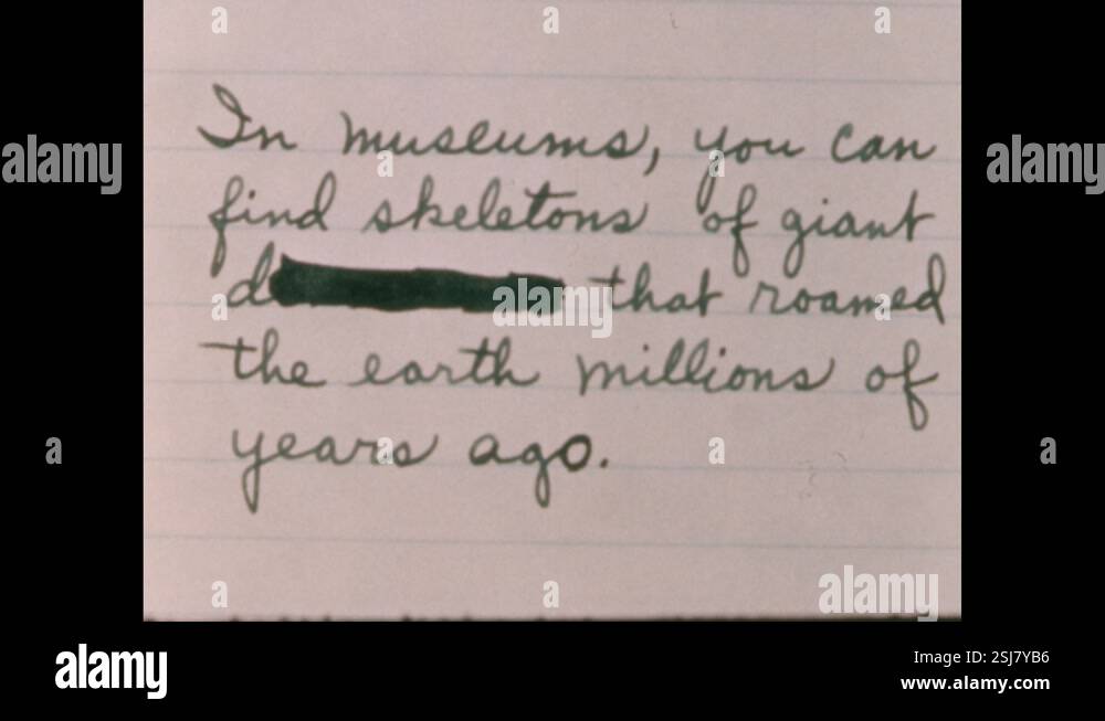 1960s: Handwritten paragraph on paper with one word marked out. Word ...