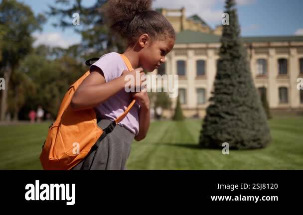 Primary education young student kid child African American sad upset ...