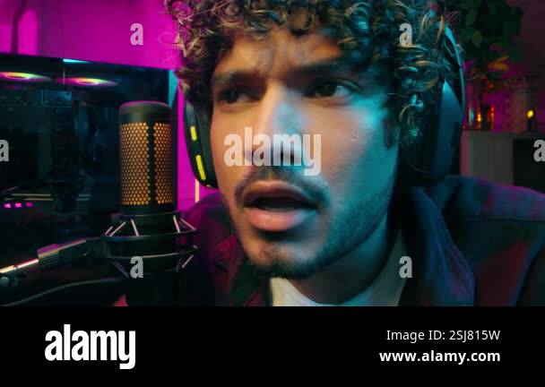 Latino Arabian Indian man stream night play male worried emotional ...