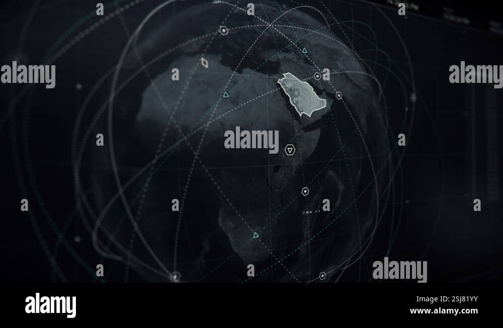 Grayscale 3D Earth Model. Selection And Tracking Points On The orbital ...