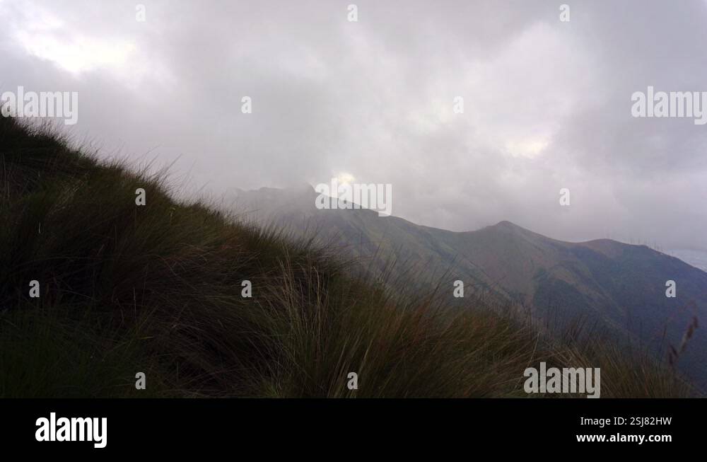 Beautiful view of the volcanoes from the top of the Pichincha volcano ...