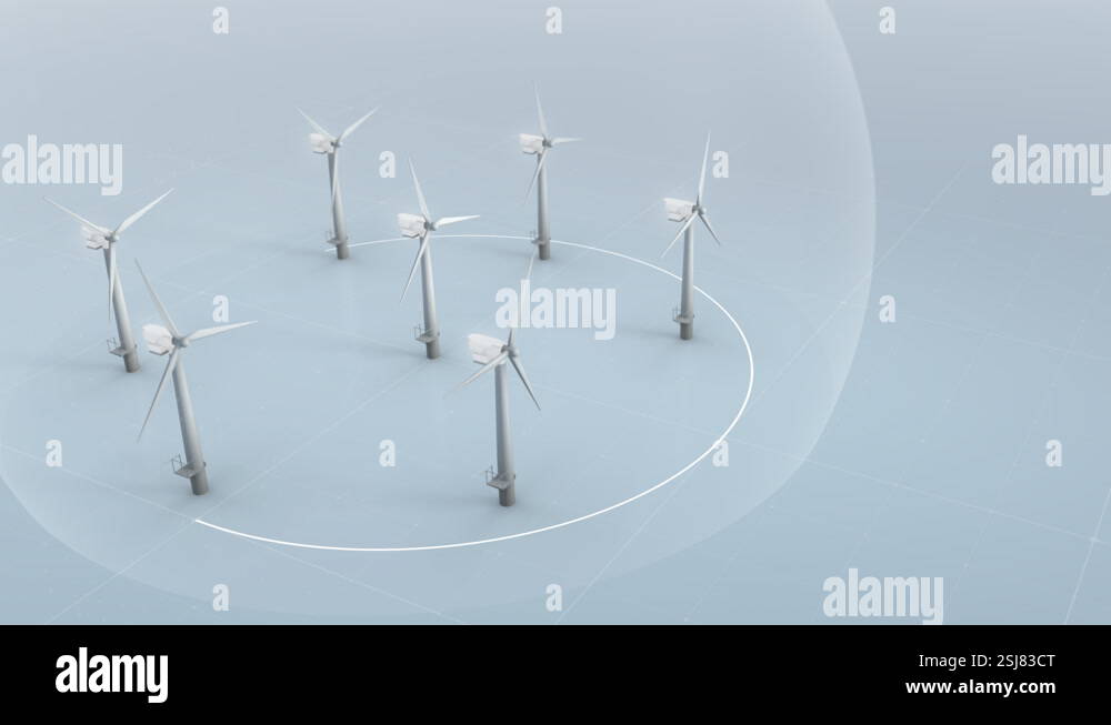Animated Wind Turbines On Light Blue Background In 3d Computer Graphics ...