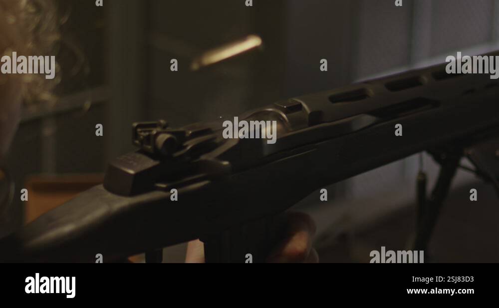 Close up of Ruger Mini-14 semi-automatic rifle firing a shot Stock ...