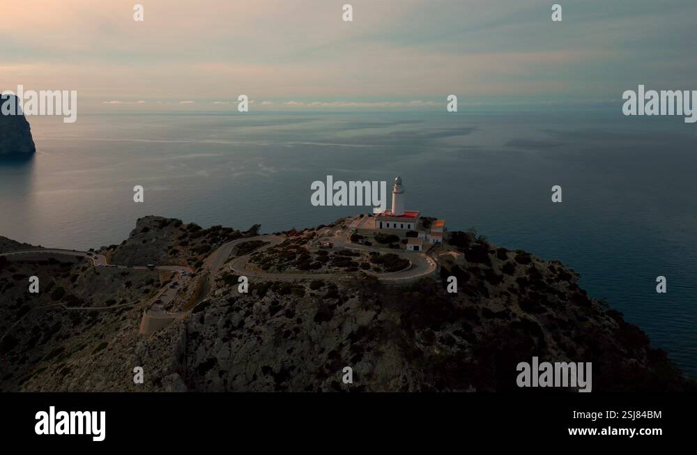 Iconic Cap de Formentor lighthouse with dramatic cliffs, mountains and ...