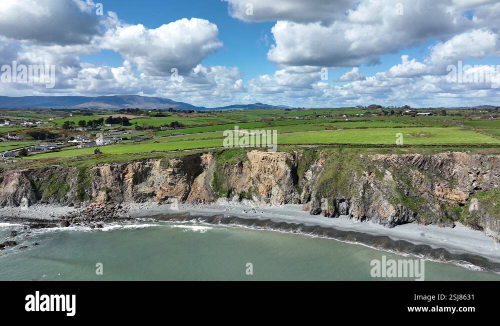 Ireland Coast waterford panning showt of the waterford coast on bright ...