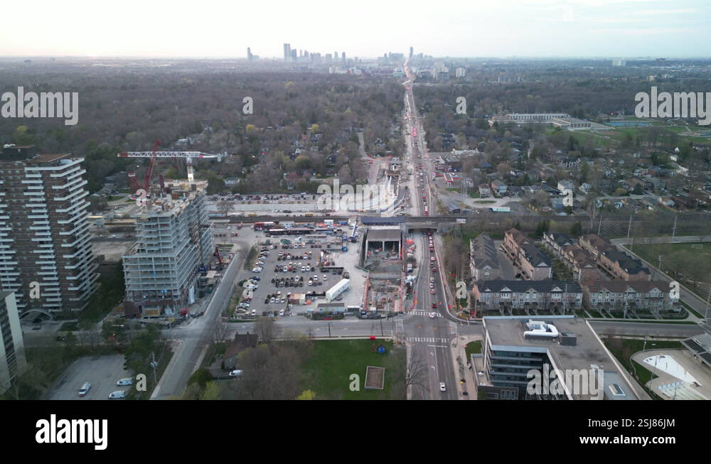 Forward motion of a construction site in Port Credit in the spring during Stock Video Footage ...