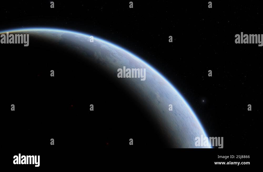 Cinematic animation of exoplanet in another solar system. A ...