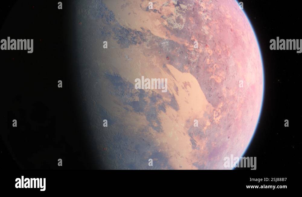 Detailed animation of the surface of an alien planet in another solar ...