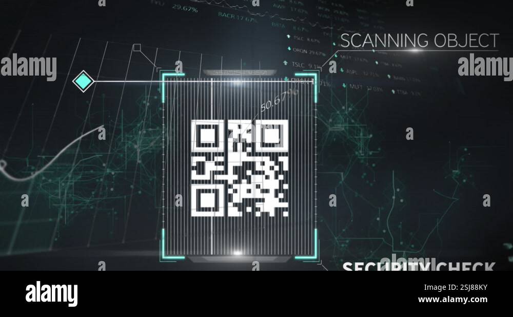 Animation of qr code and connections on black background Stock Video ...