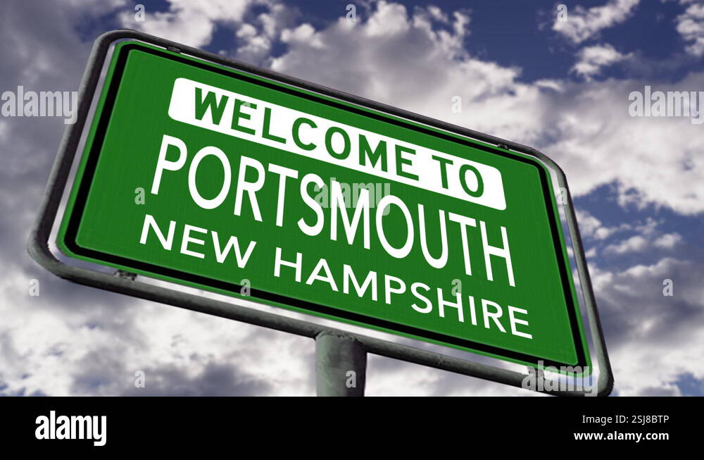 Welcome to Portsmouth, New Hampshire. US City Road Sign Close Up ...