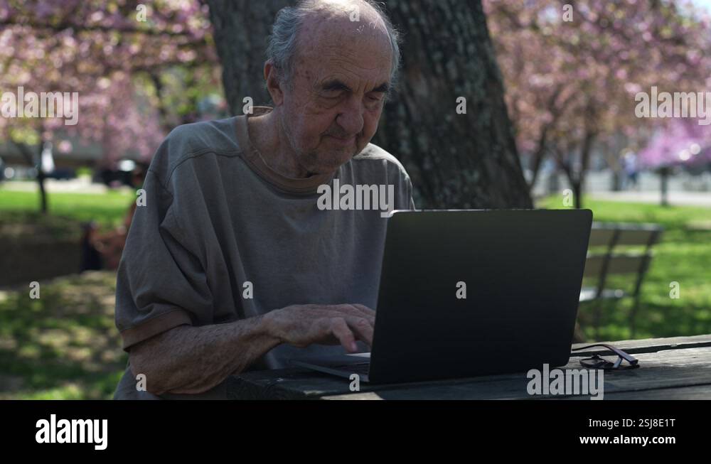 Camera moving around an elderly old scruffy scruffy man with beard ...