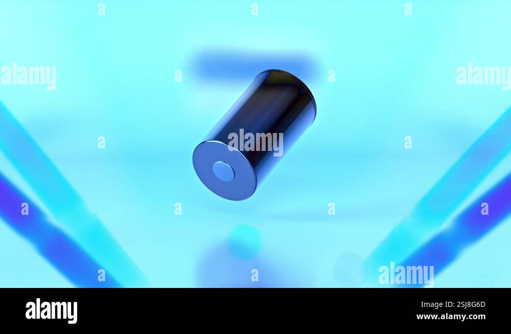 one blue 4680 format cylindrical lithium traction battery, accumulator ...