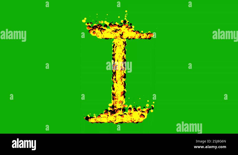 English alphabet I with fire effect green screen background Stock Video ...
