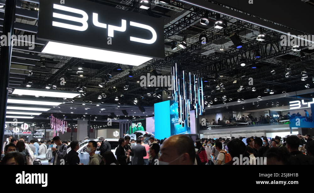 BYD Auto booth at Shanghai auto show Stock Video Footage - Alamy