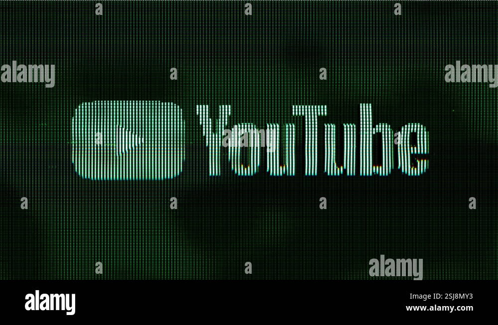 YouTube Logo Pixel Screen Animation. Futuristic Dot Texture Build Up ...
