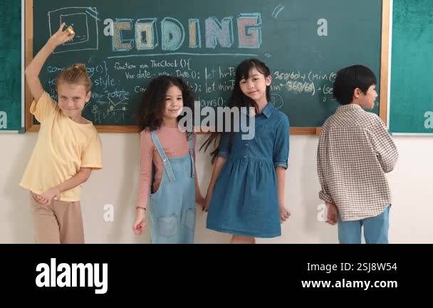 Diverse student writing board about coding engineering code and programing system to generated ...