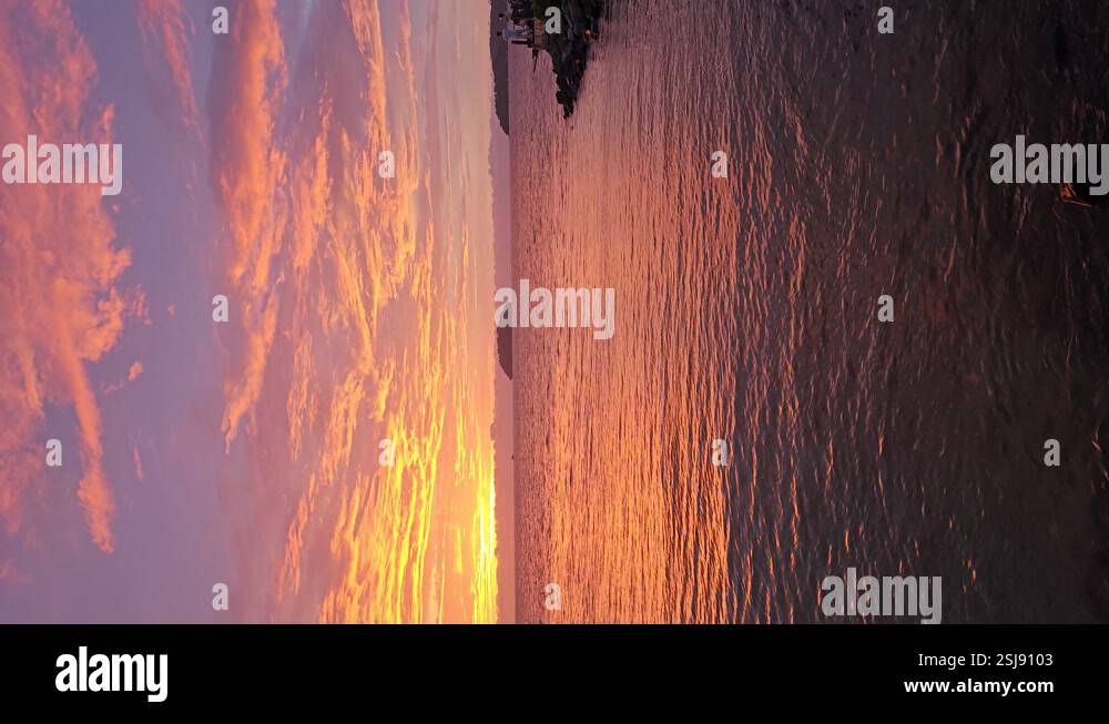 Vertical View Of Tanjung Aru Beach During Sunset In Kota Kinabalu ...
