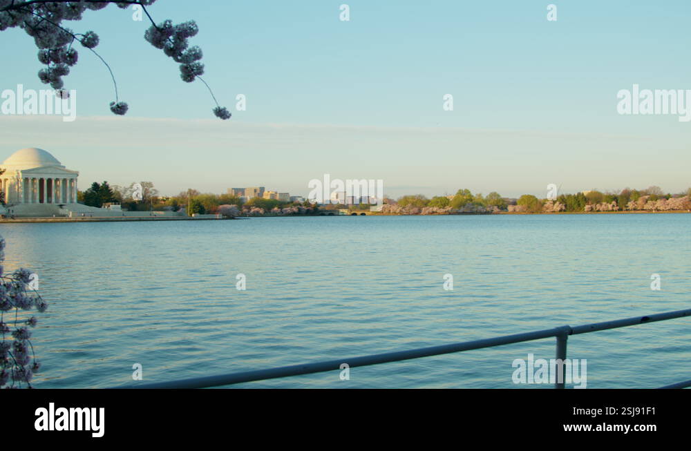 Wind disrupts the surface of the Tidal Basin of Washington DC during ...