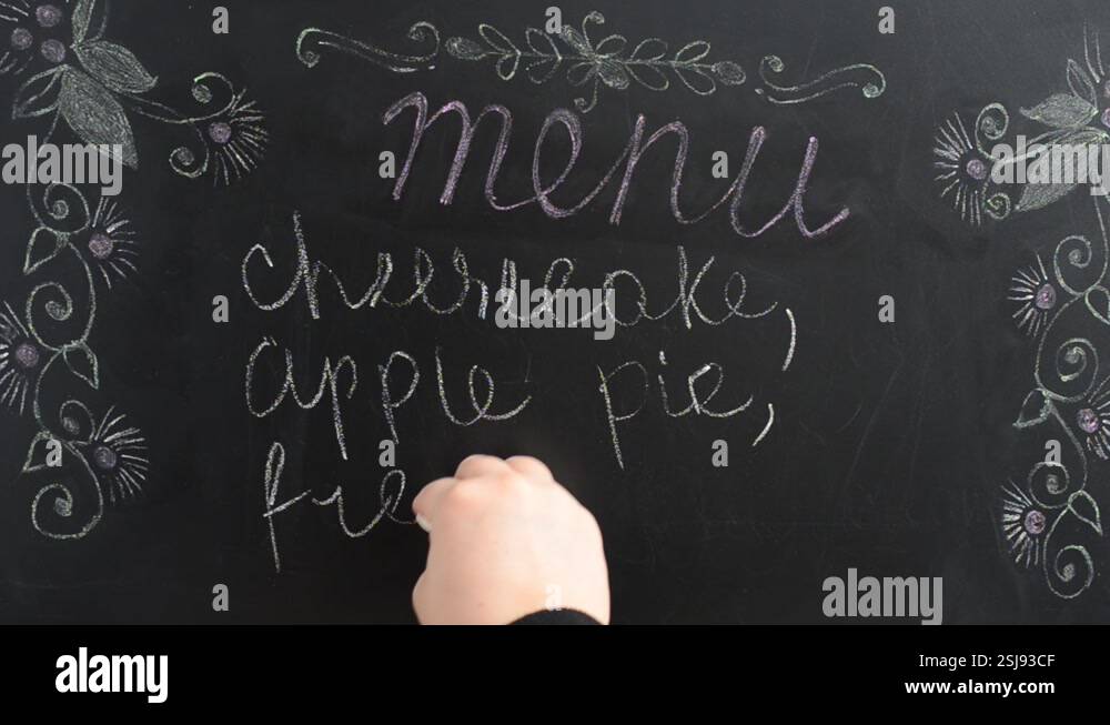The menu with desserts and drinks. We write the menu Stock Video ...