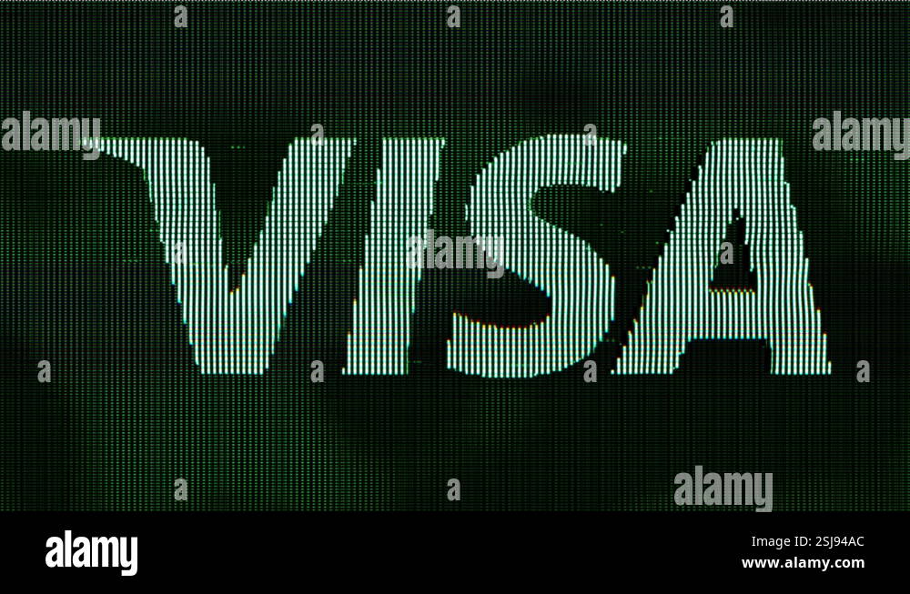 VISA Logo Pixel Screen Animation. Futuristic Dot Texture Build Up with ...