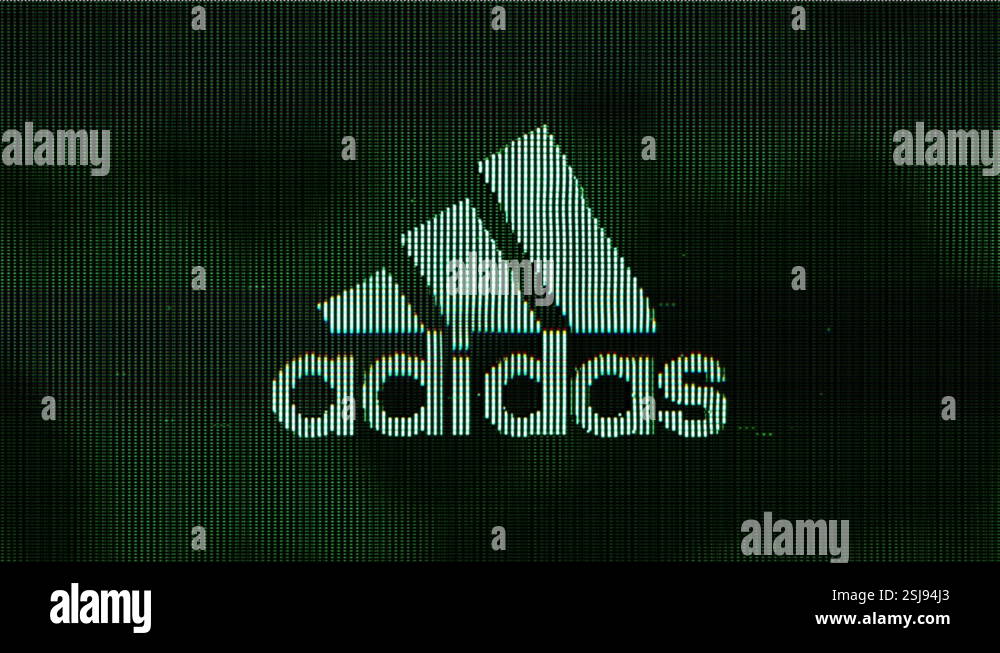 Adidas Logo Pixel Screen Animation. Futuristic Dot Texture Build Up ...