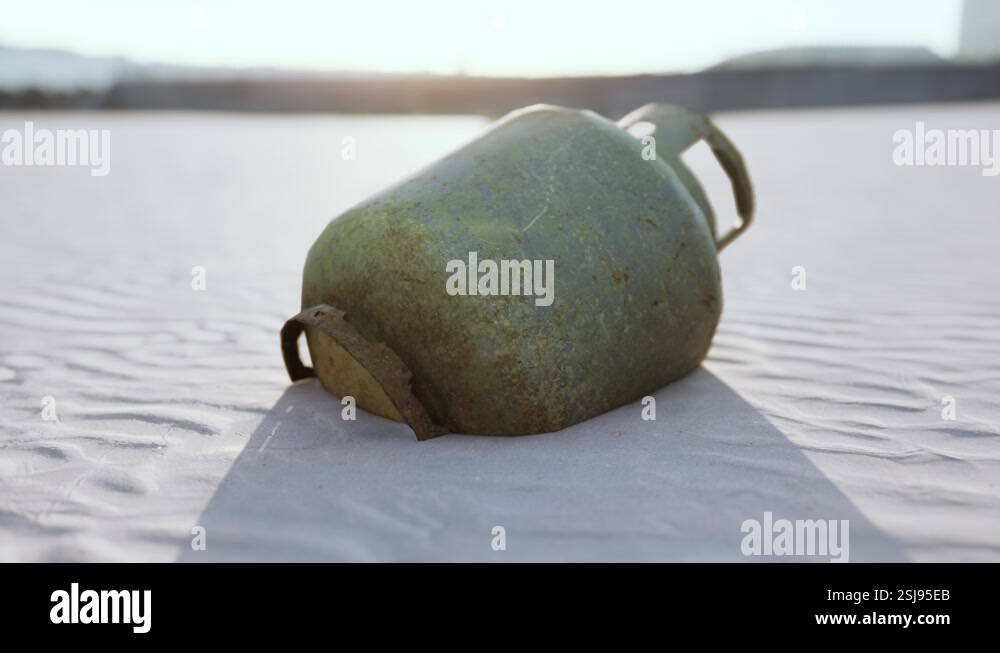 old rusted metal gas tank on the beach Stock Video Footage - Alamy