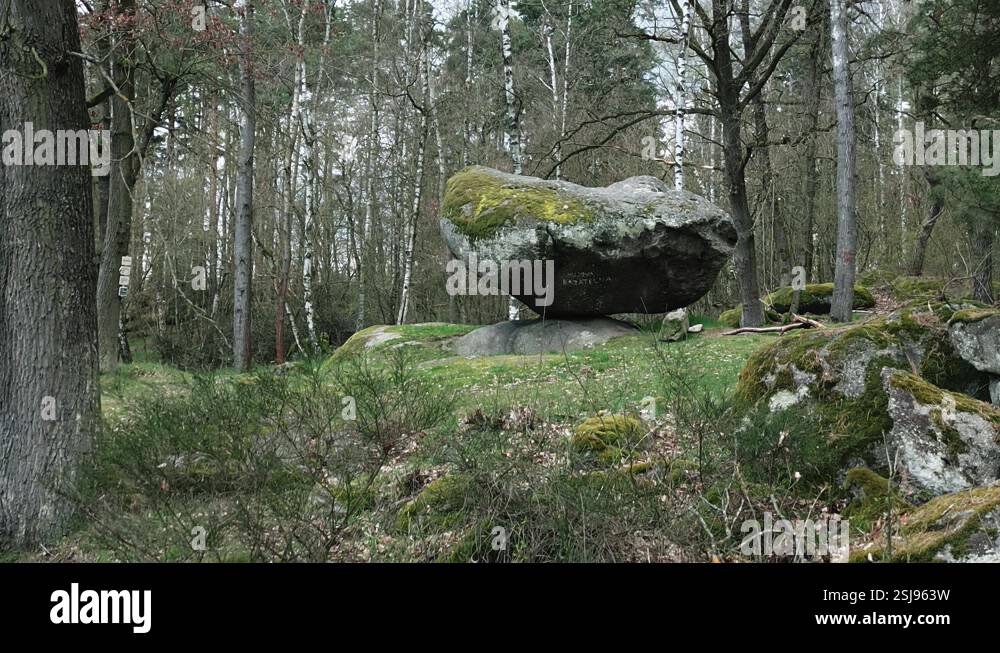 Geological formation known as a "rocking stone" or "balanced rock Stock ...