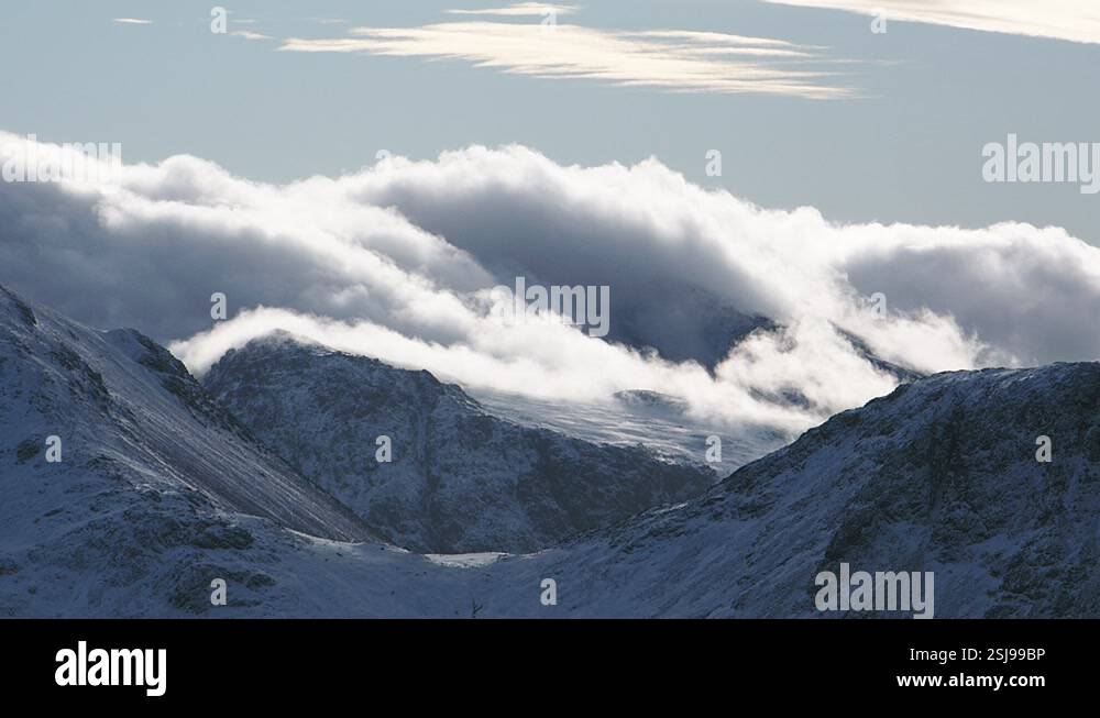 Cloud spilling over Great Gable and the Scafell range from Hindscarth ...