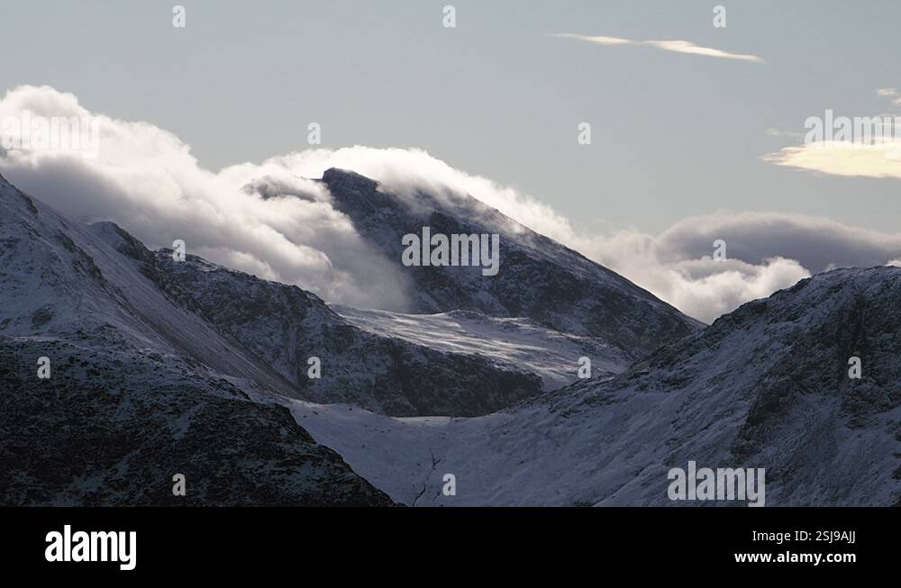 Cloud spilling over Great Gable and the Scafell range from Hindscarth ...