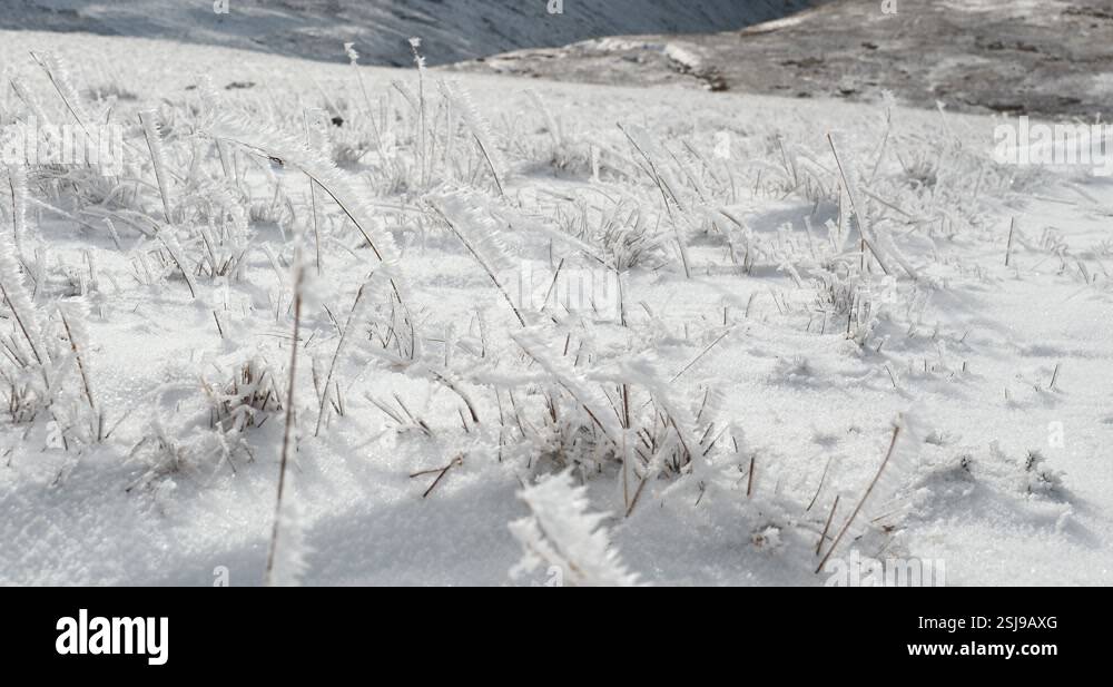 Rime ice on the Helvellyn range, Lake District, UK Stock Video Footage ...