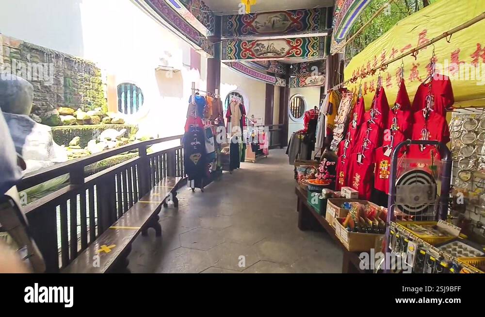 Bags stall at a traditional asian shop in Malaysian temple Stock Video ...