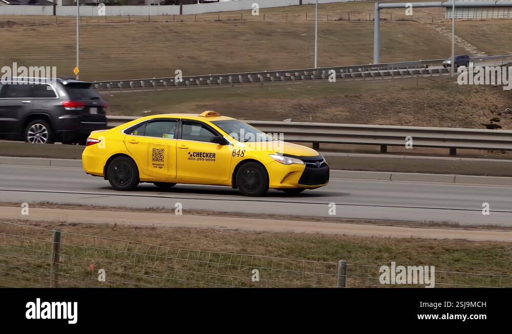 A yellow taxi vehicle car on the route.Taxi fare Checker Transportation ...