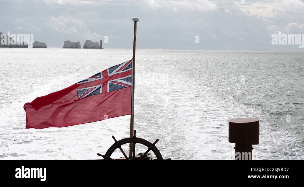 The Needles, a group of chalk stacks on the west tip of the Isle of White, UK Stock Video ...
