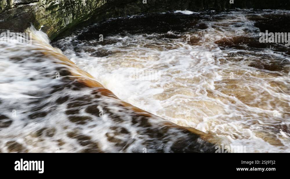Peat stained water after heavy rain at Stainforth Force on the River ...
