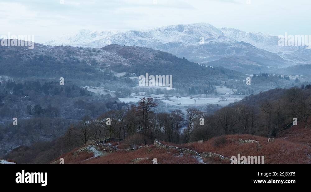 Wetherlam from Todd Crag with a heavy hoar frost over the Langdale ...