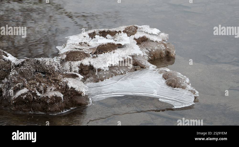 Needle ice on the banks of Lake Windermere frozen after days of sub ...