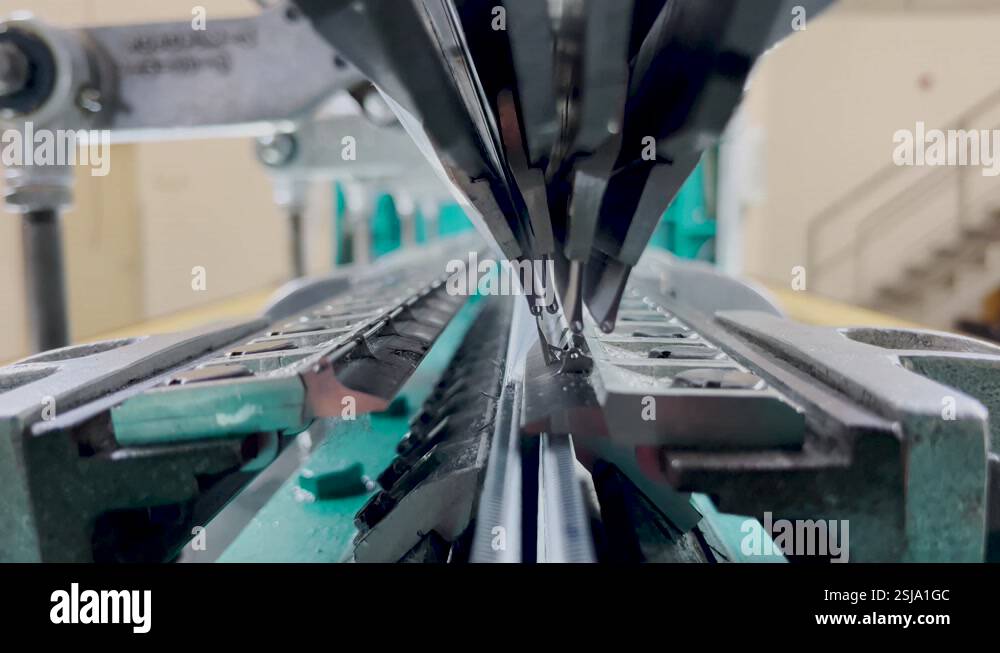 Industrial knitting machine for knitting textile fabrics Stock Video ...