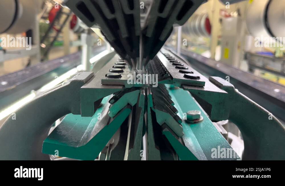 Industrial knitting machine for knitting textile fabrics Stock Video ...