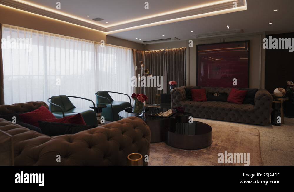 Real Estate Luxury Hotel With Elegant And Ecstatic Living Room. - POV ...