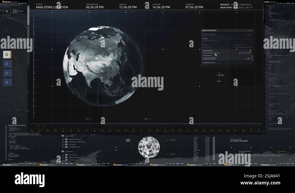 Innovative Software Displays Earth Map With Space Satellite Connection ...
